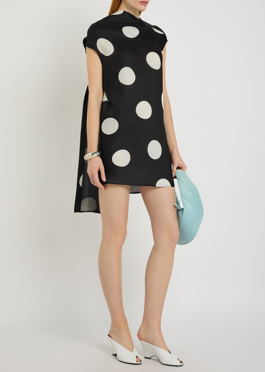 KHAITE Tatia Polka-Dot Draped Mini Dress
